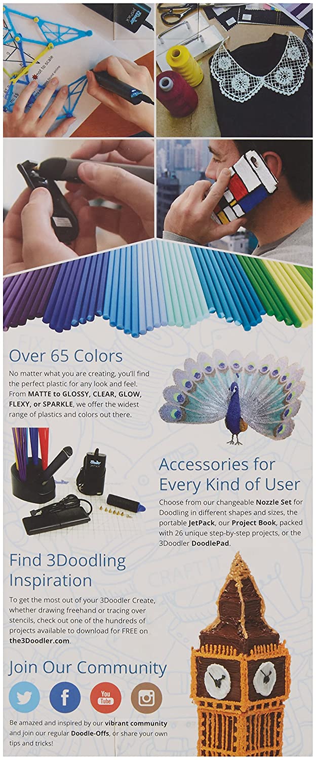 3Doodler Create 3D Printing Pen Set with 50 Plastic Strands, Hint Of ...