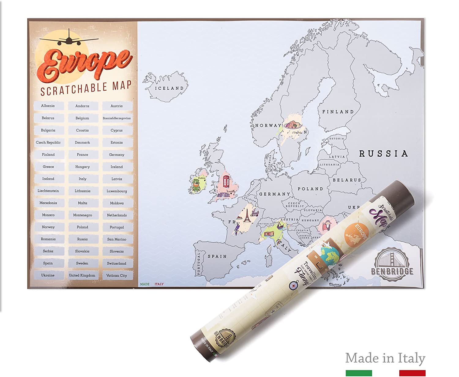 Scratch Map Europe | Scratch Map Made in Italy | Scratch Map | Travel ...