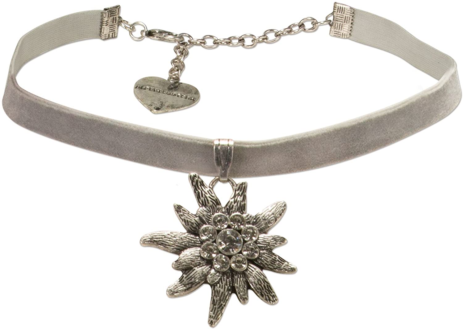 Alpenflüstern Cycling Velvet Choker Edelweiss Large Rhinestones Costume ...
