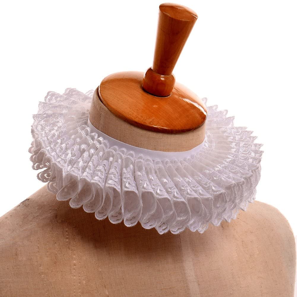 BLESSUME Renaissance Neck Ruffle Collar Victorian Elizabethan Cosplay ...