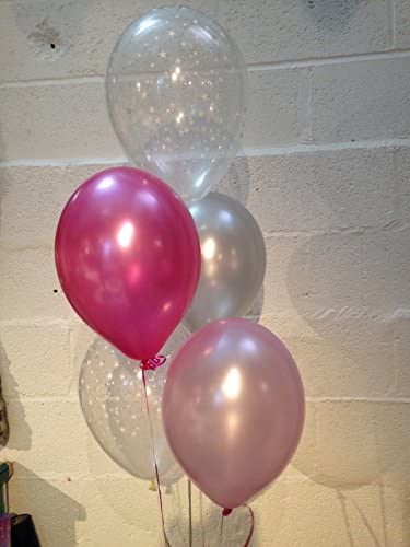 30x Sparkle Stars Pearlised Latex Balloons Pink & Silver Range (Helium ...