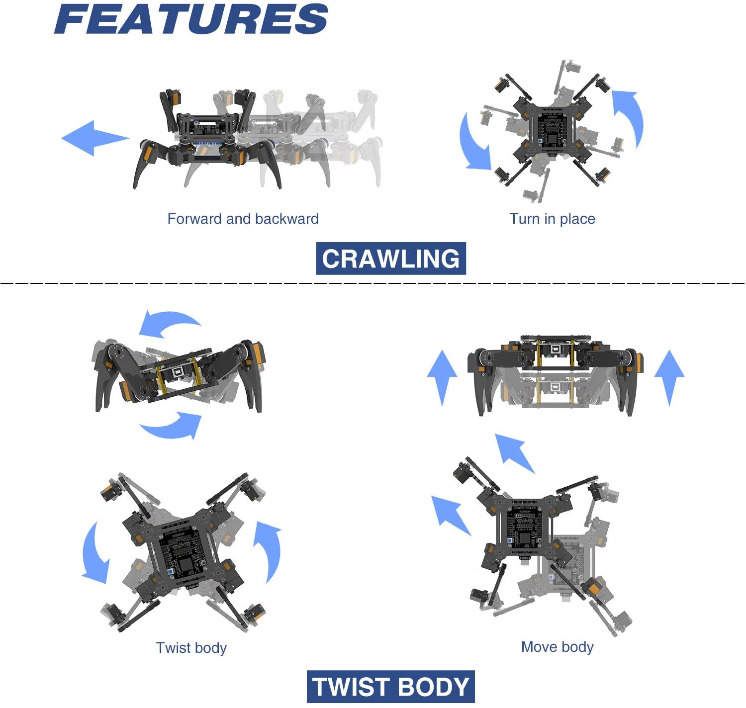 FREENOVE Quadruped Robot Kit with Remote (Compatible with Arduino IDE Raspberry Pi OS), App ...