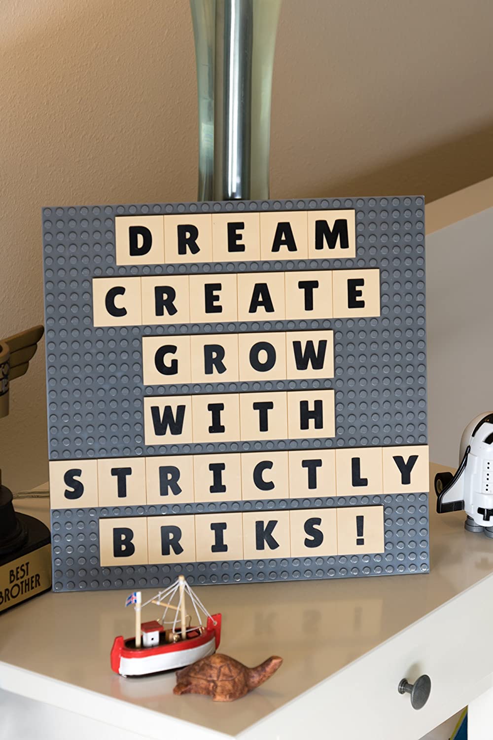Strictly Briks AlphaBriks with 10″ x 10″ Stackable Gray Base Plate 100% ...