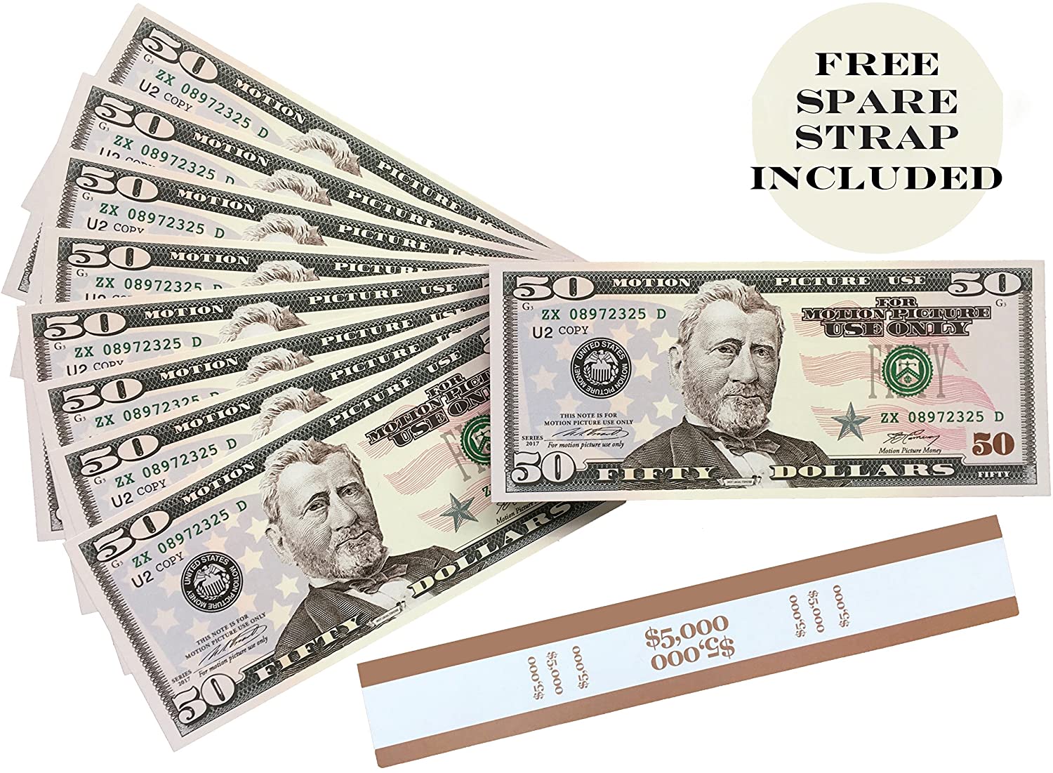 Big Screen Stacks – 100 Full Print Prop Money 50 Dollar Bills , with ...