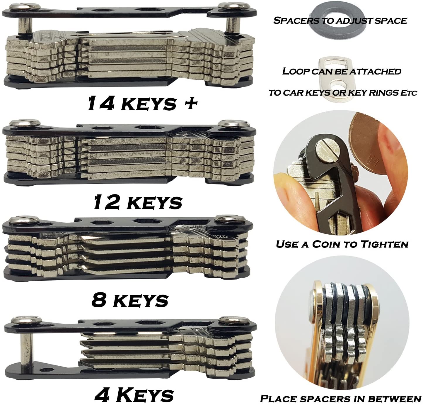 Compact Key Organizer by KEYTEC (12-16 Keys) – Premium Key Holder with ...