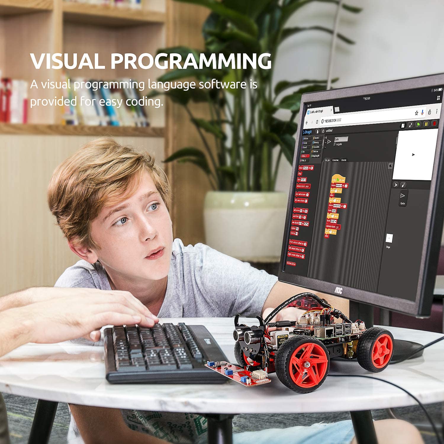 Sunfounder Raspberry Pi Smart Robot Car Kit Picar S Block Based Graphical Visual Programming