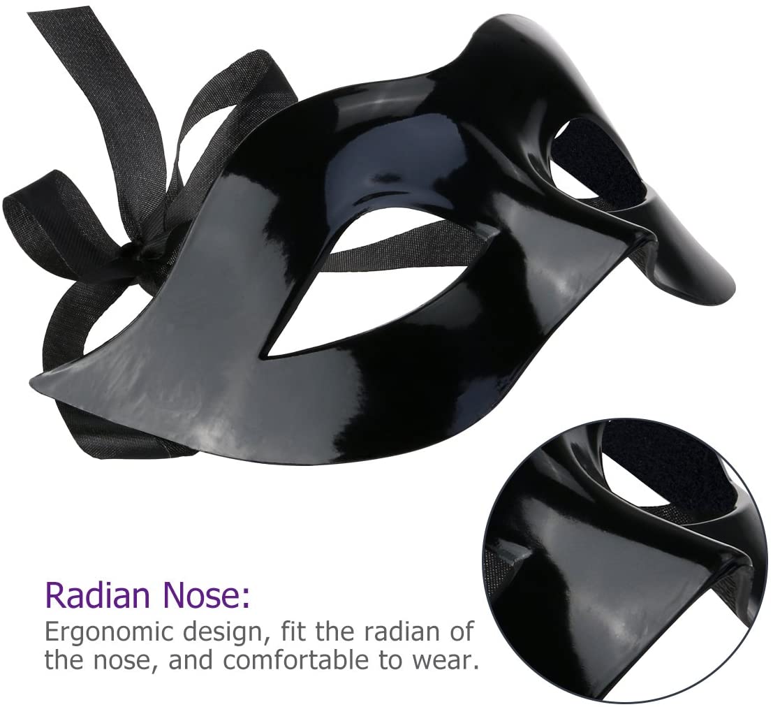 WINOMO Masquerade Costume Mask Black for Men Women Party Ball Halloween ...