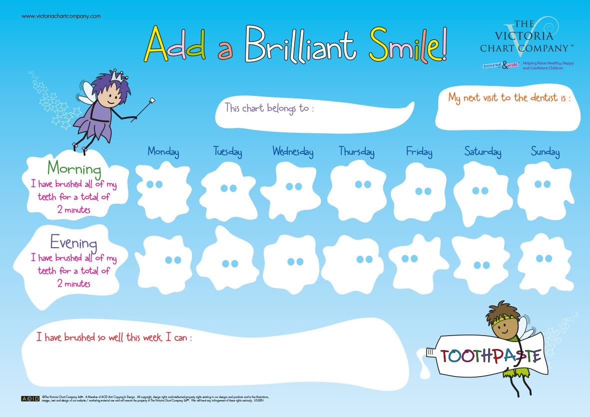 Add a Brilliant Smile Reward Chart for 3 yrs+ – Tooth brushing dental ...