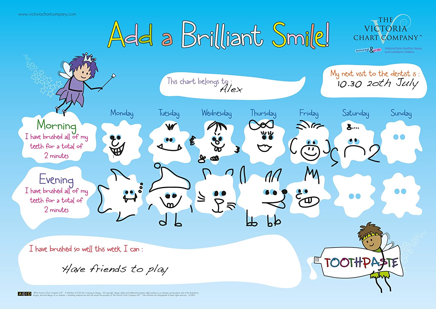 Add a Brilliant Smile Reward Chart for 3 yrs+ – Tooth brushing dental ...