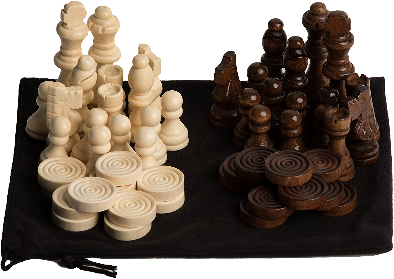 GrowUpSmart Staunton Style Chess & Checkers Pieces Set Made Of Wood In ...