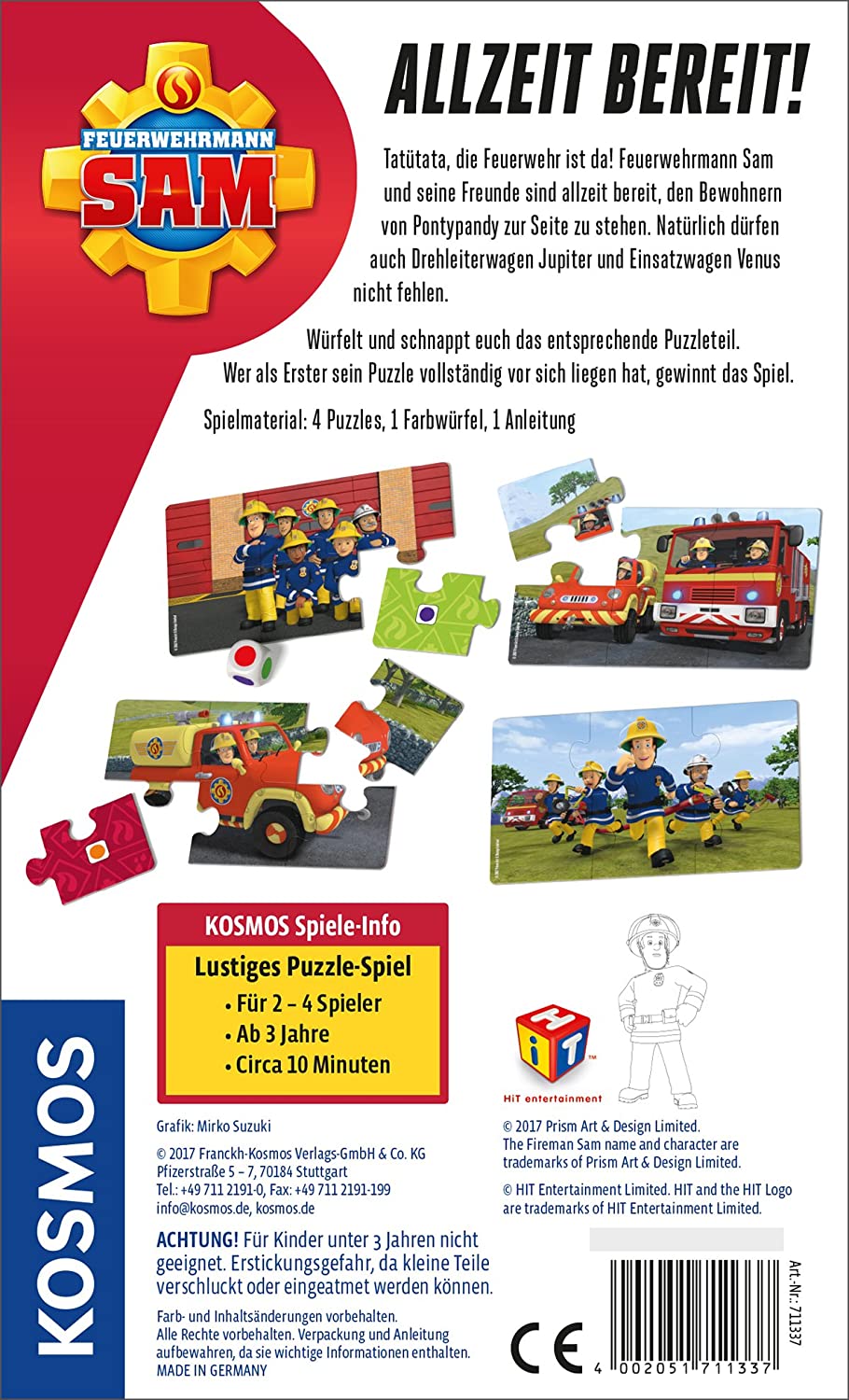 Kosmos 711337 Fireman Sam-Always Ready Game, Silver, 0 – TopToy
