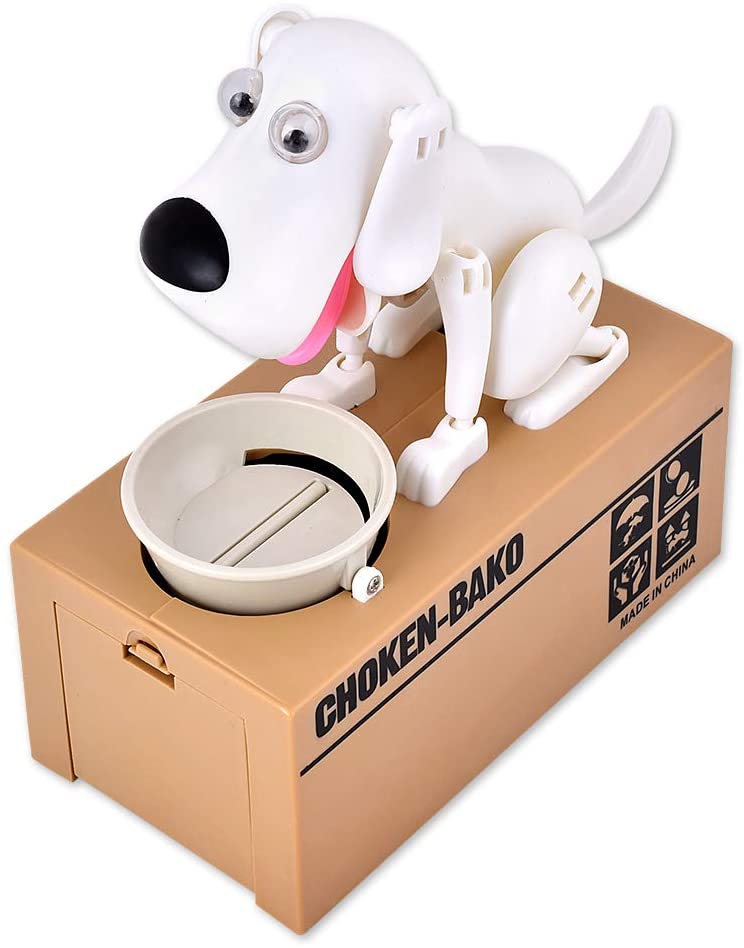 DSstyles Hungry Dog Piggy Bank Money Saving Box Eating Coin Munching ...