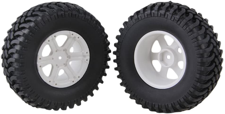 Mxfans RC 1:10 Black 100mm OD Rubber Tyres + White 6-Spoke Plastic ...
