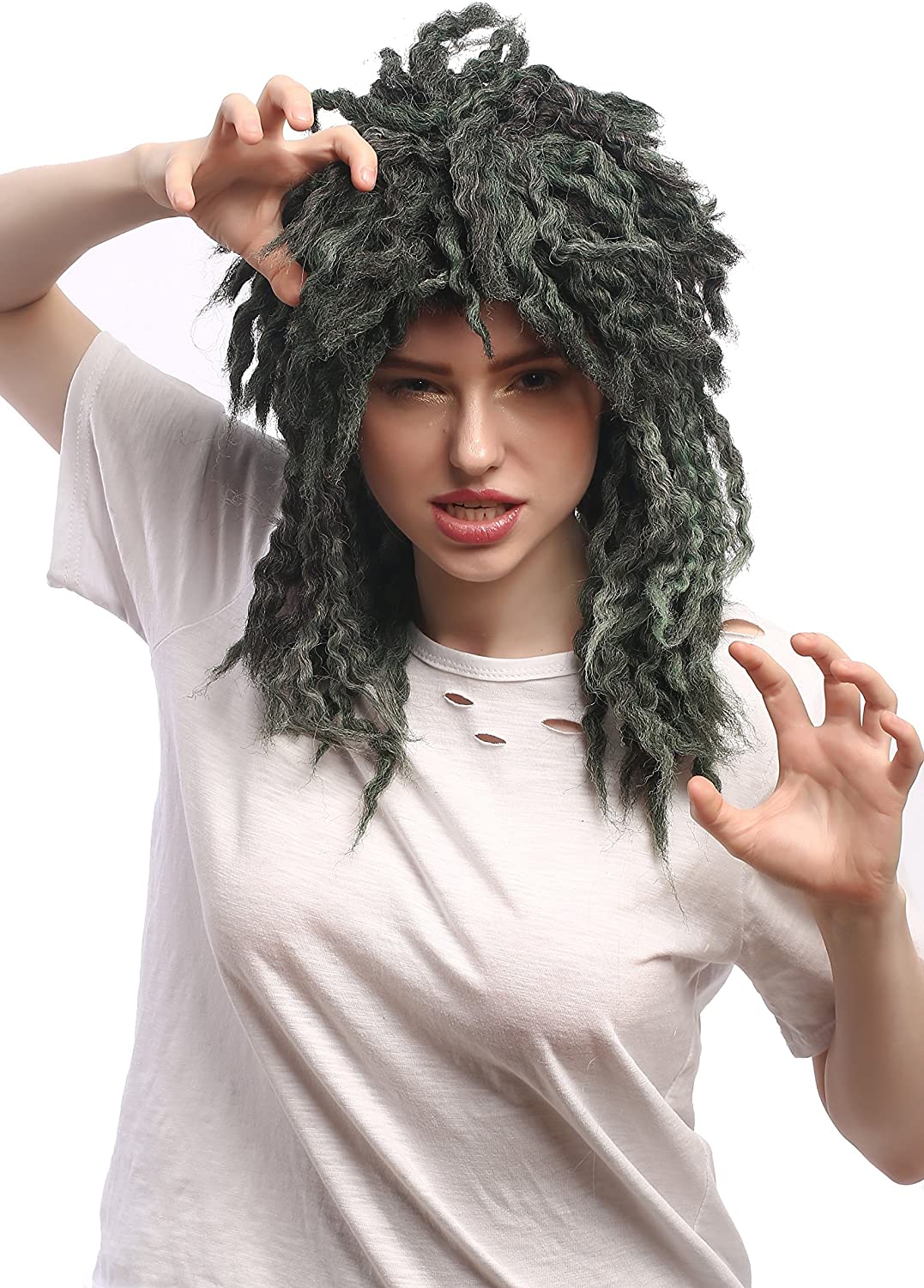 WIG ME UP – 90889 Lady Man Party Wig Halloween Grey Green Aquarius ...