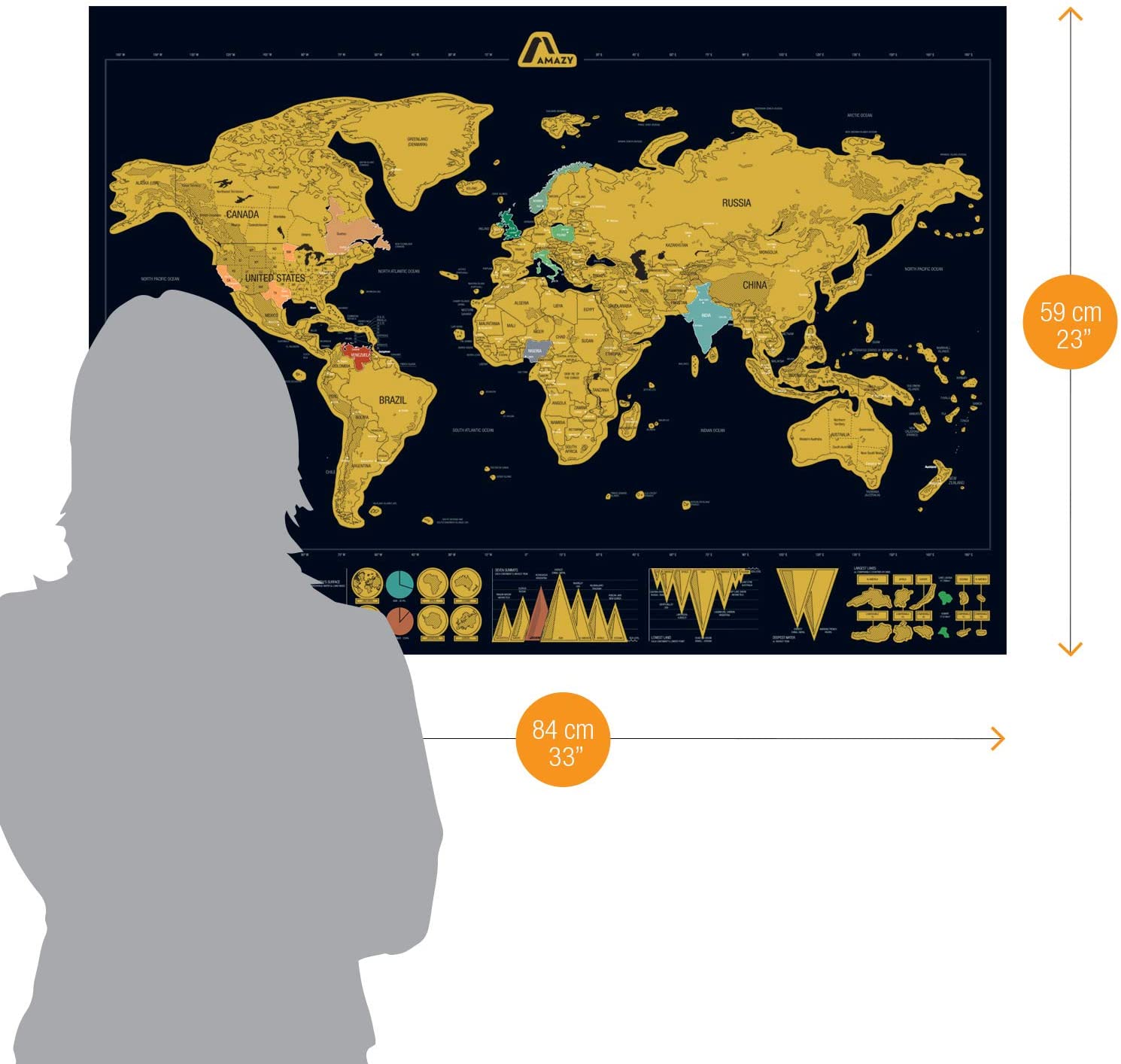 Amazy Scratch off world map XXL + Free Travel Check List – Scratch-Off ...