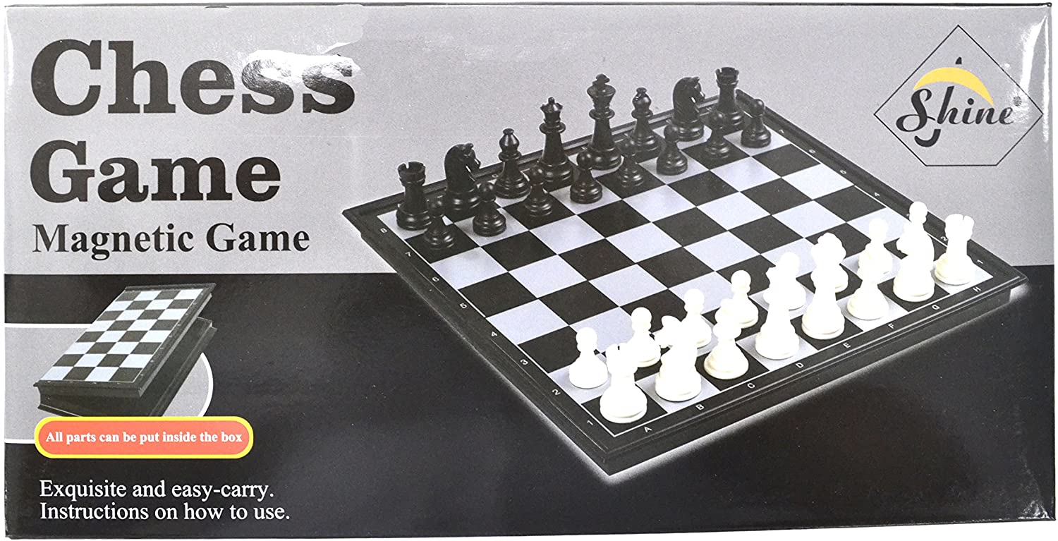 SHINE LARGE Magnetic folding chess board portable set with pieces games ...