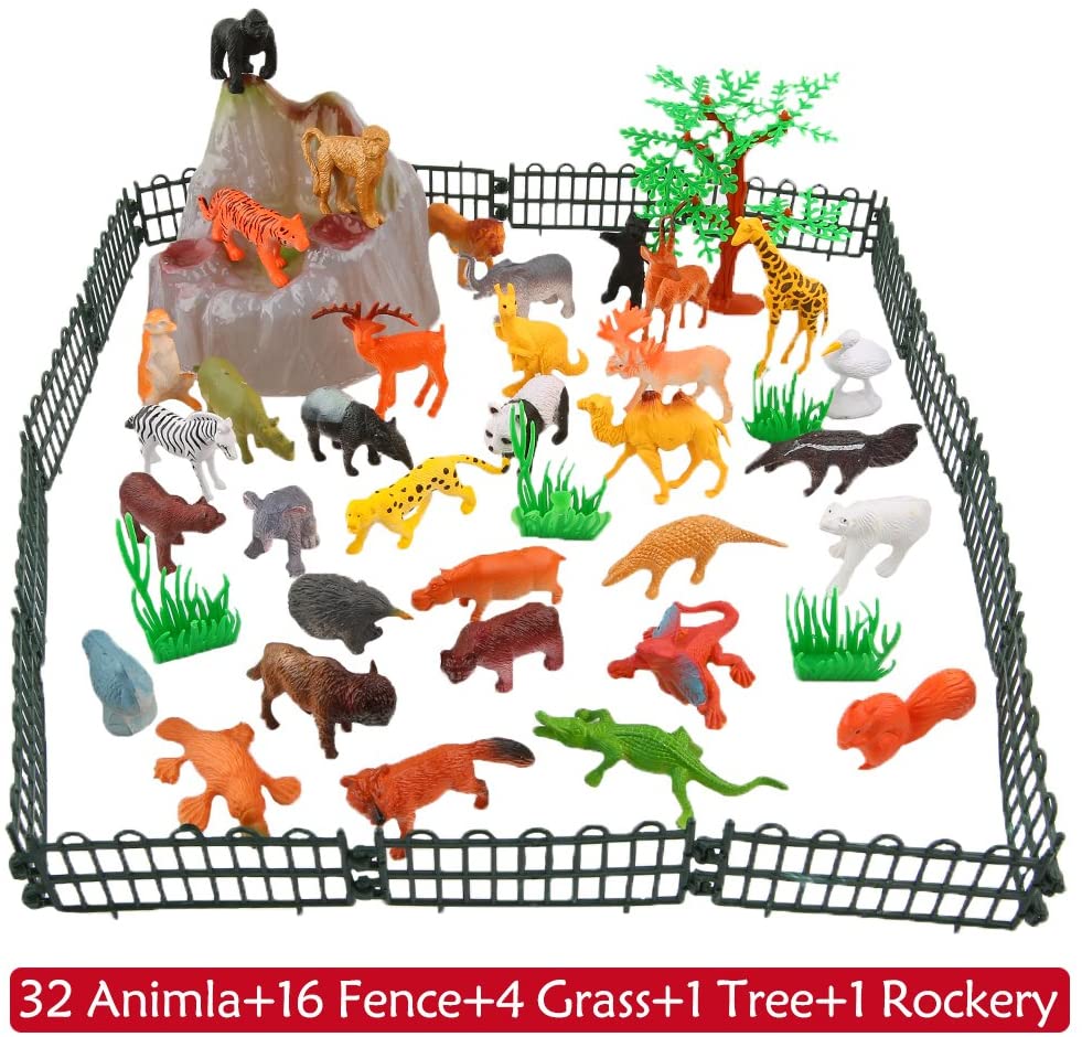 Zoo World Animals Figure,54 Piece Mini Jungle Animals Toys Set With ...