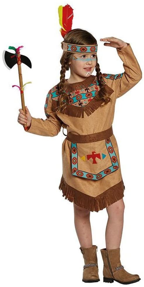 Indian Baca Costume Size 104-152 cm Girls Native American Dress Brown ...