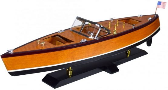 Navyline Wooden Model Boat with Stand – American Motor Boat – Length 56 ...