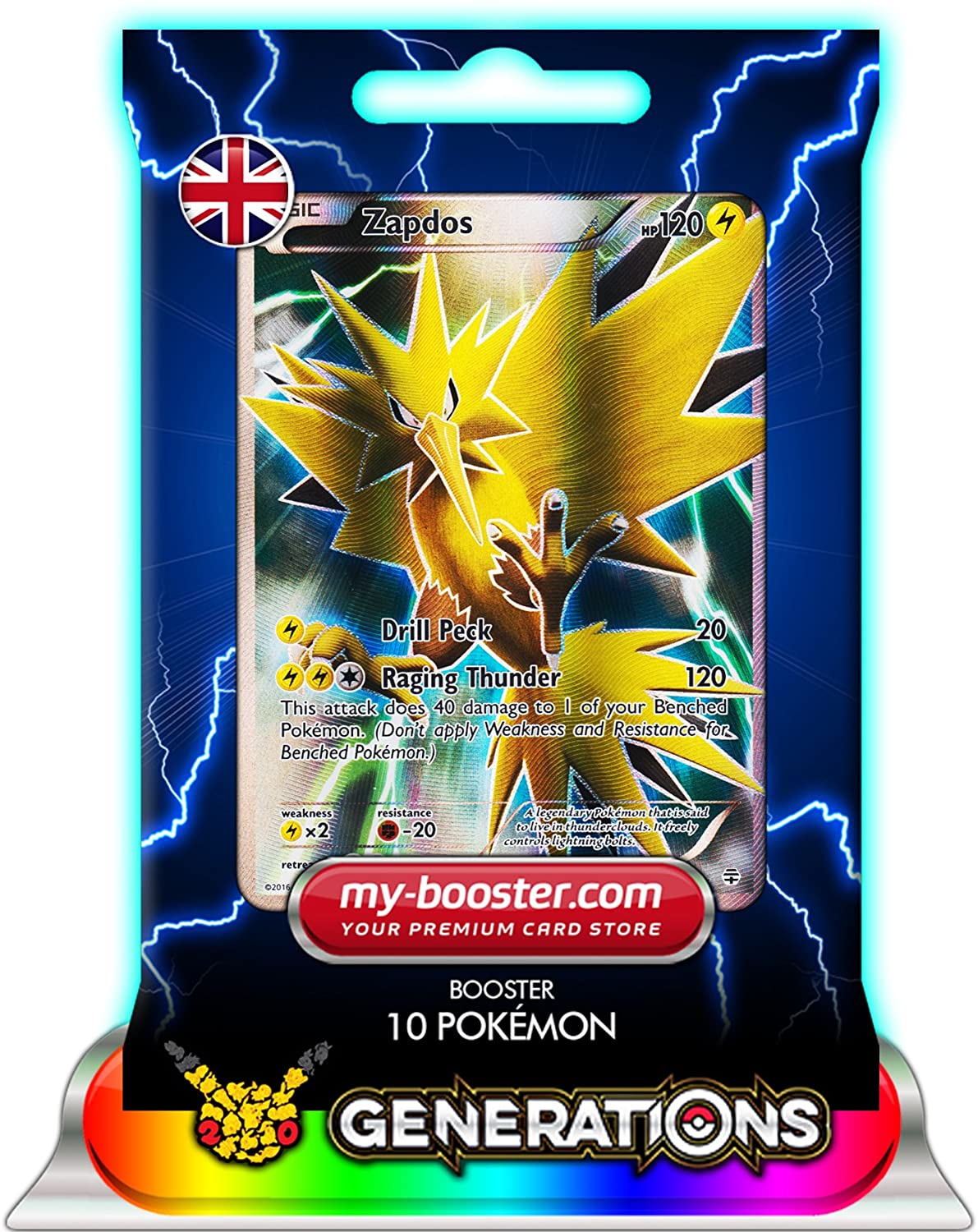 ZAPDOS Full Art 29/83 120HP XY Generations – Booster 10 English Pokemon ...