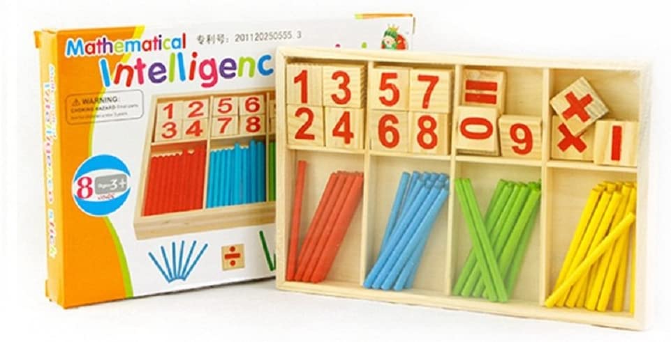 40PCS Wooden Number Sticks + 16PCS Bricks Blocks Mathematics Material ...