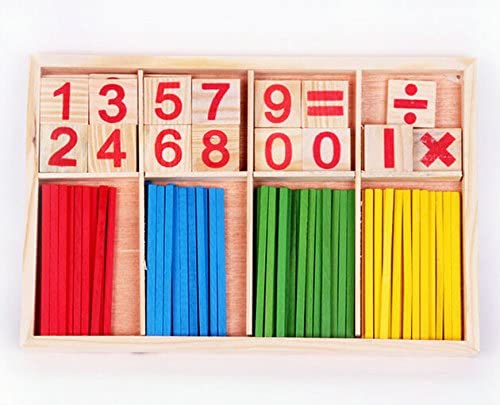 40PCS Wooden Number Sticks + 16PCS Bricks Blocks Mathematics Material ...