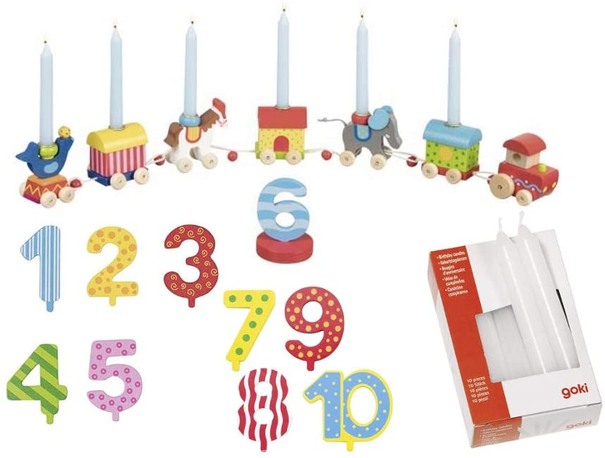 Goki Birthday train Circus Zikus World Numbers 1 to 10 10 Candles White ...