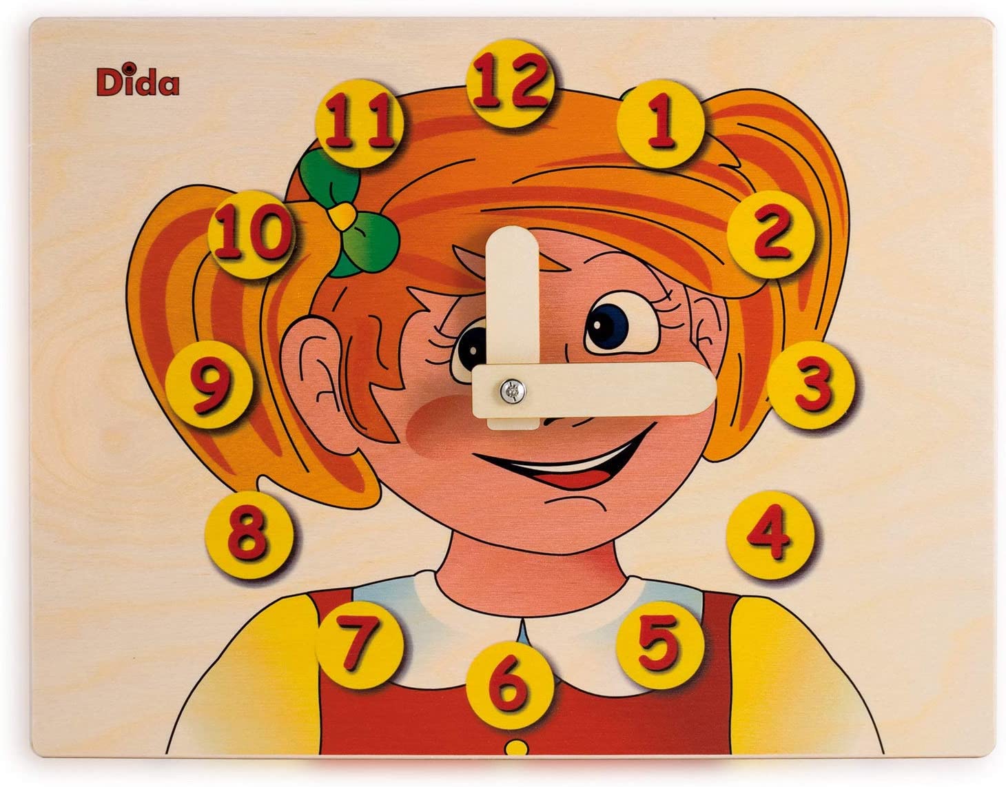 Dida – wooden clock toy – Didactic Clock Wooden facial Girl ...