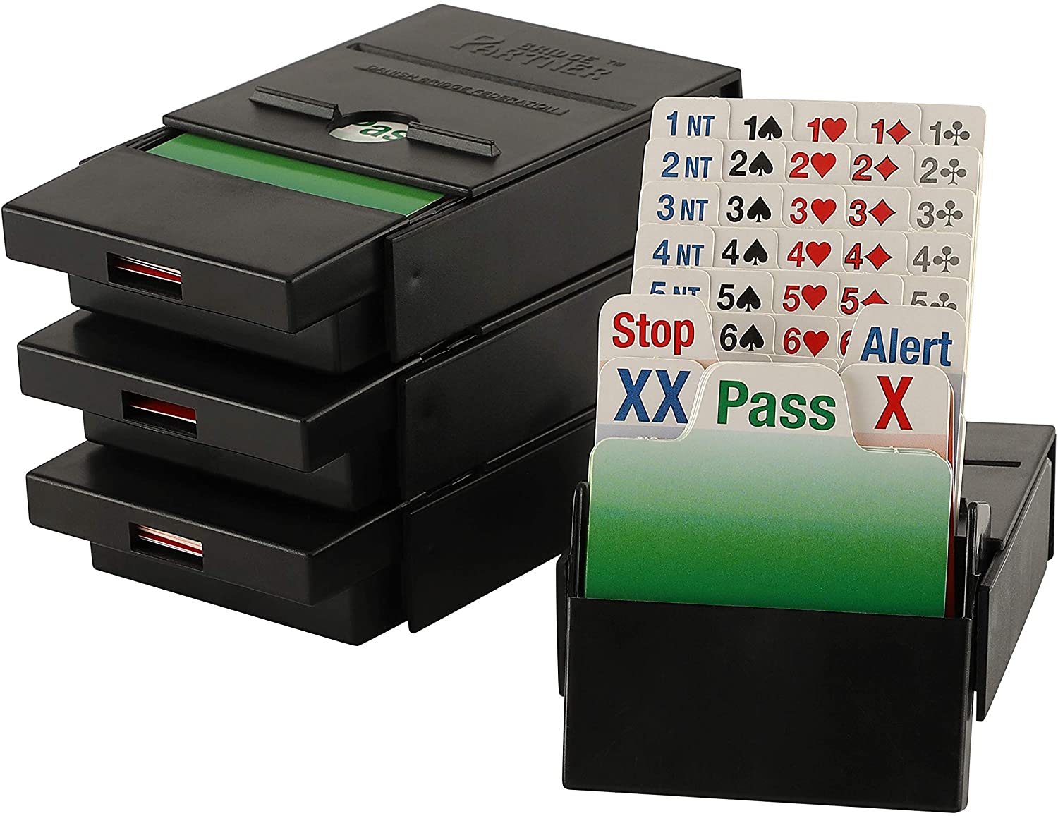 Bridge Partner Bidding Boxes- 100% Plastic cards – Black – TopToy
