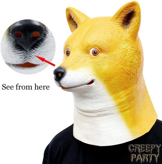 CreepyParty Doge Shiba Dog Mask Latex Realistic Animal Full Head Masks ...
