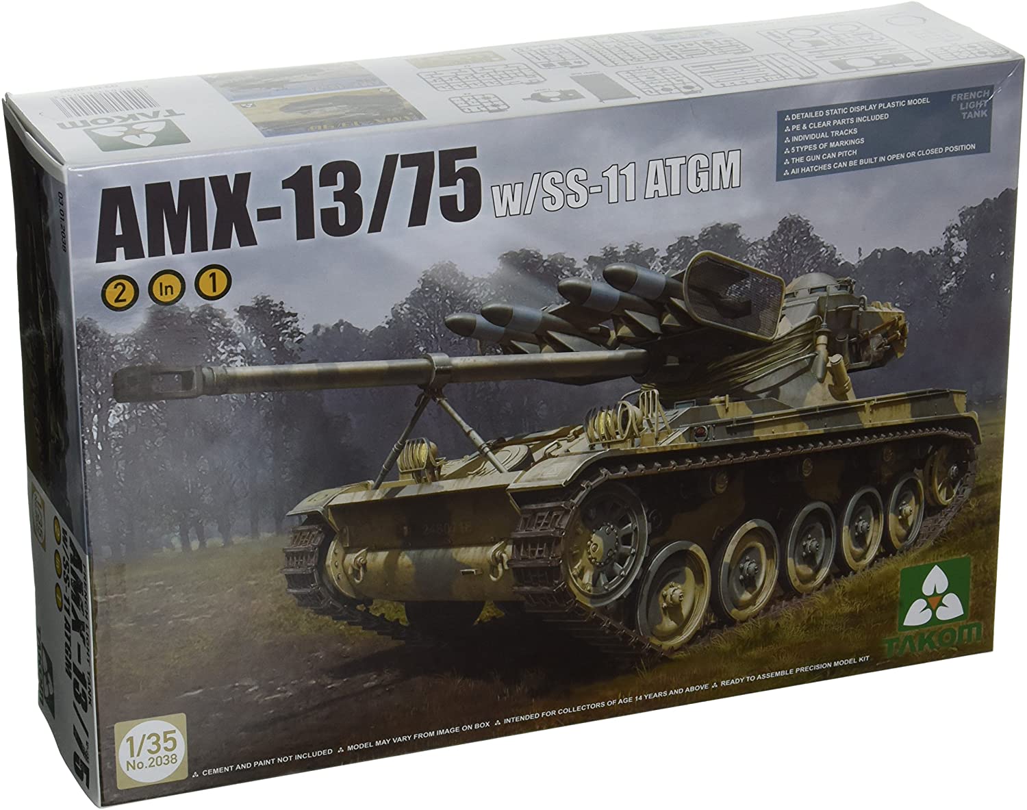 TAKOM Tak 2038 – Model Kit French Light Tank AMX w SS 11 ATGM 2 in 1 ...