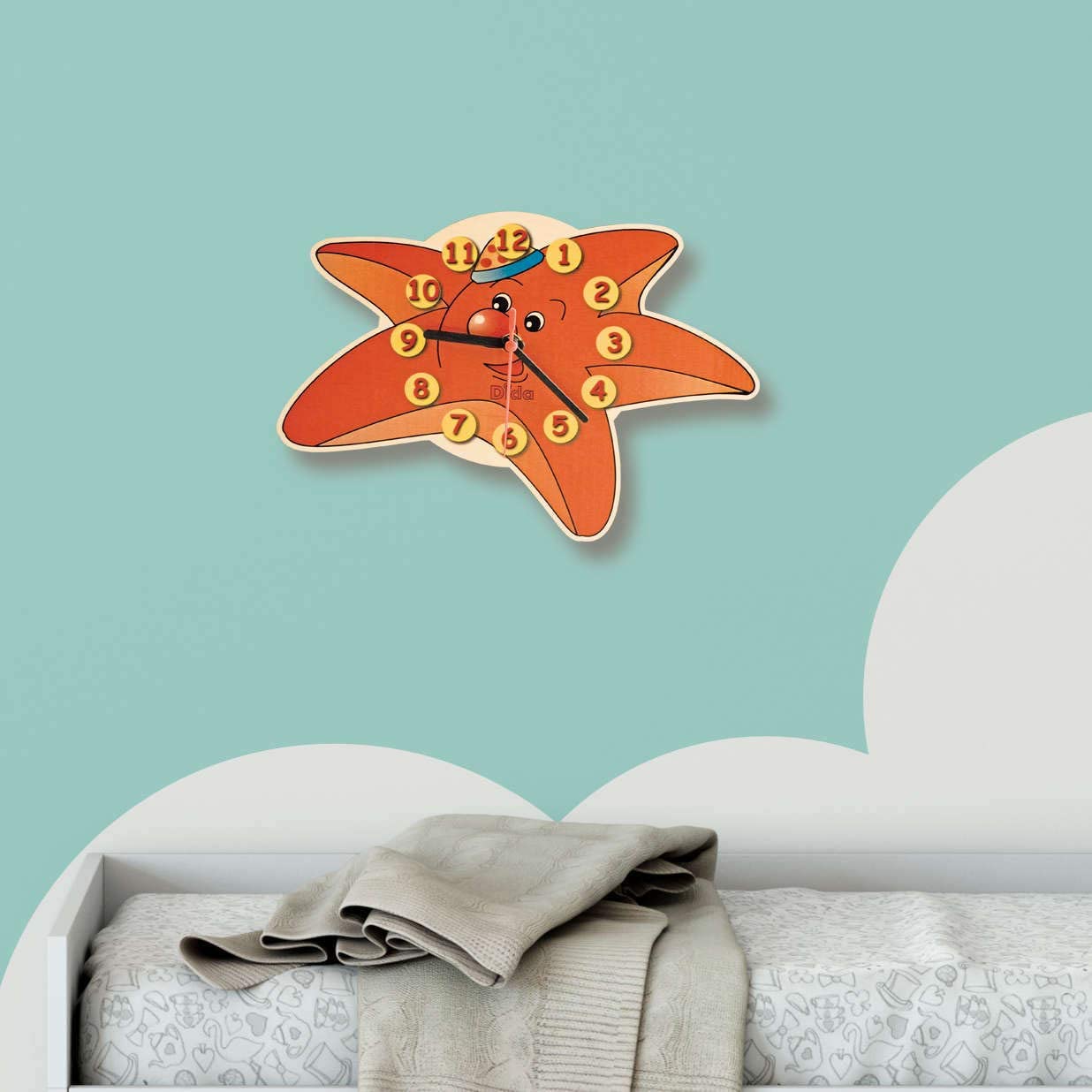 Dida – wooden clock starfish. Clock wooden wall to decorate the ...