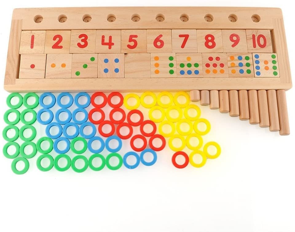 Eshowy Colourful Teaching Tool Math Number Wood Board Preschool Toy Kid ...