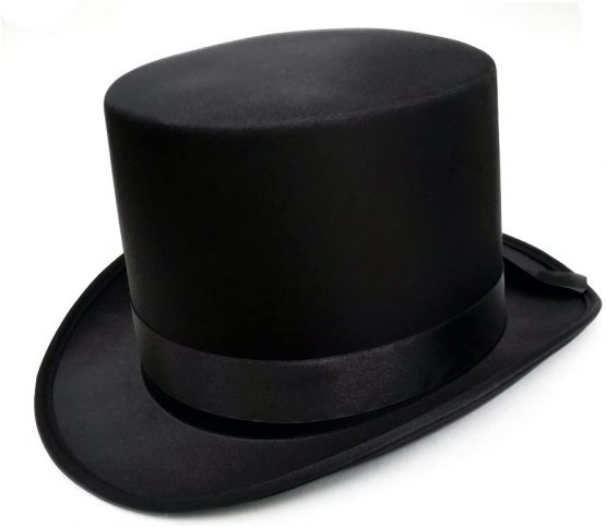 Fantastic Black Top Hat Great Quality Hard Satin Look Hat approx 59cm ...