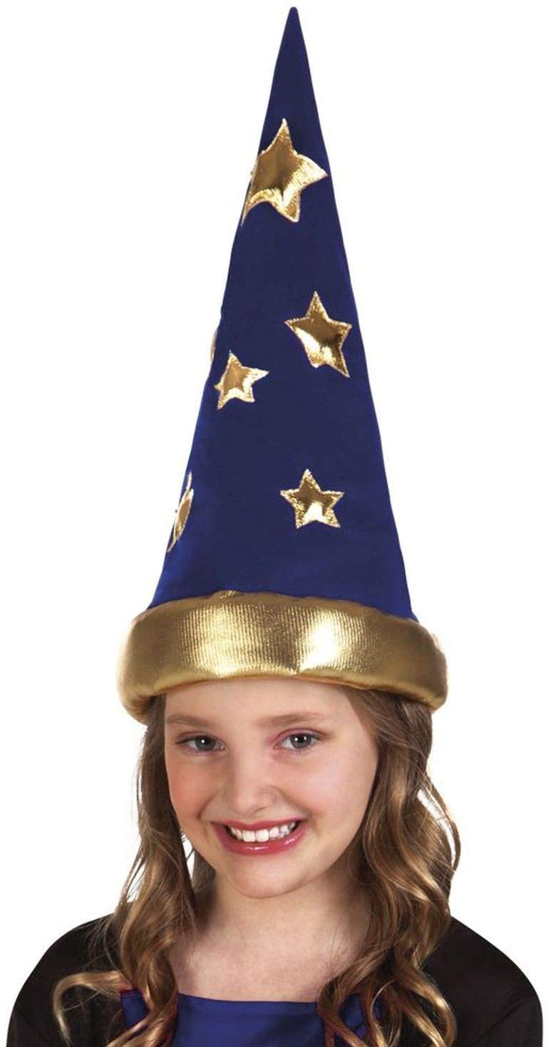 Boland 10130552 Pointed Hat Wizard, Blue/Gold, One Size – TopToy