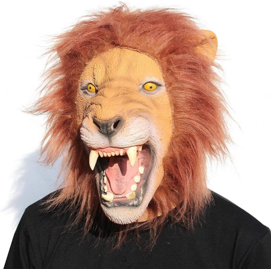 CreepyParty Lion Mask Latex Realistic Animal Full Head Masks for ...
