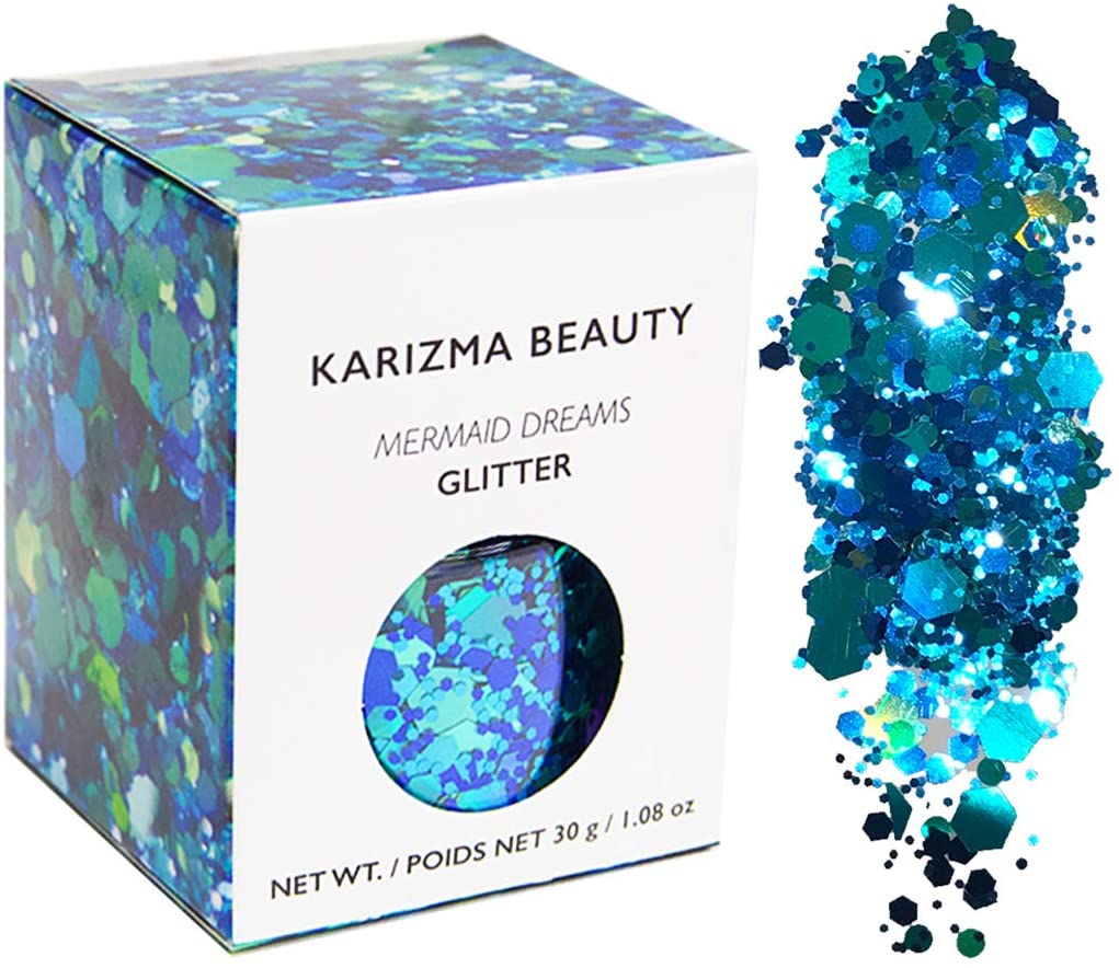 KARIZMA Mermaid Chunky Glitter Large 30g Jar BEAUTY Festival Glitter ...