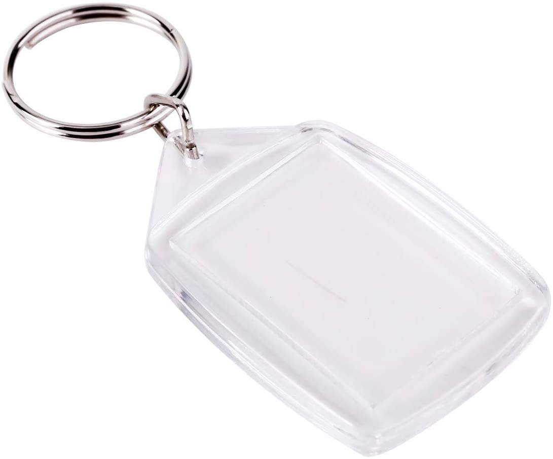 SurePromise 100x Clear Acrylic Blank Keyrings Key Fobs 35 x 25 mm Small ...