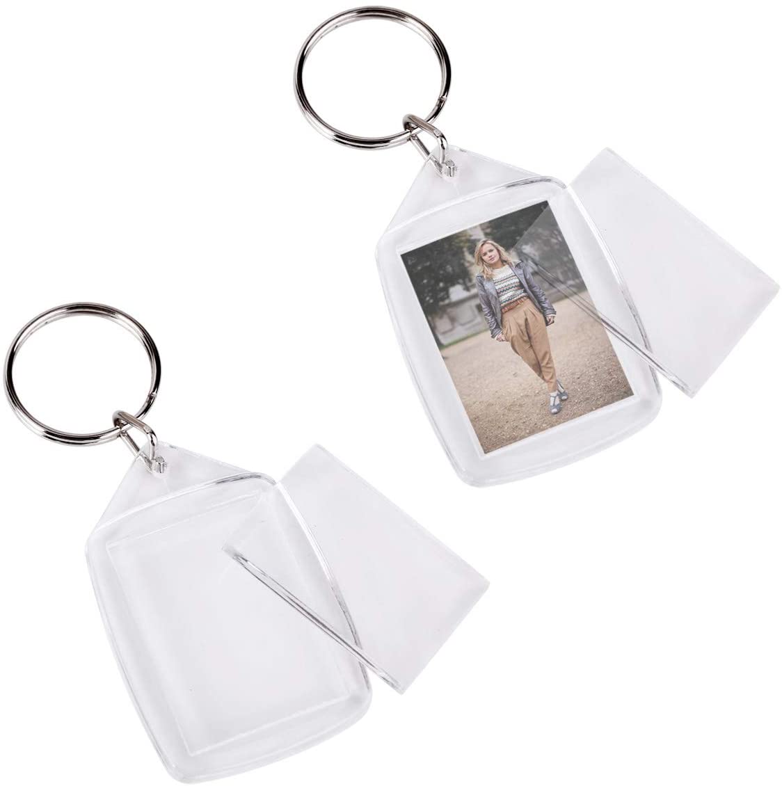 SurePromise 100x Clear Acrylic Blank Keyrings Key Fobs 35 x 25 mm Small ...