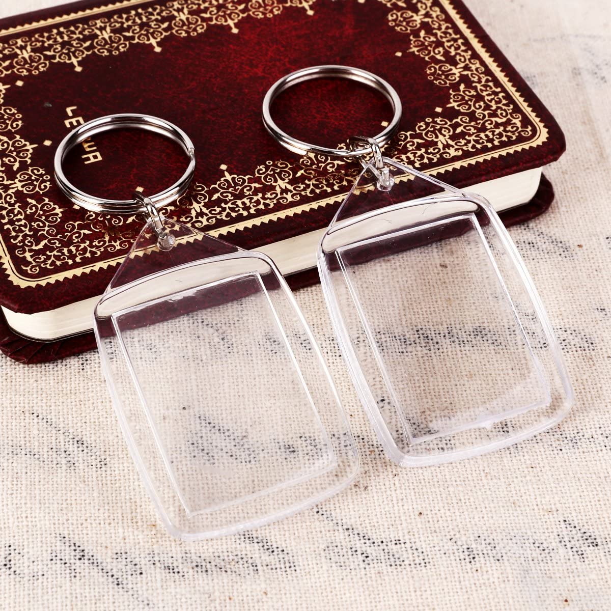 SurePromise 100x Clear Acrylic Blank Keyrings Key Fobs 35 x 25 mm Small ...