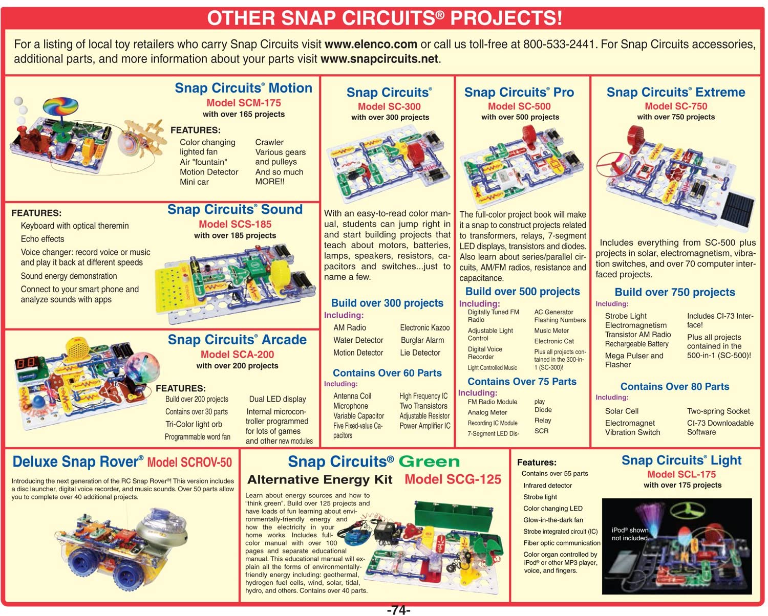 Snap Circuits Arcade SCA-200 | Over 200 STEM Projects | 35 Parts | Full ...
