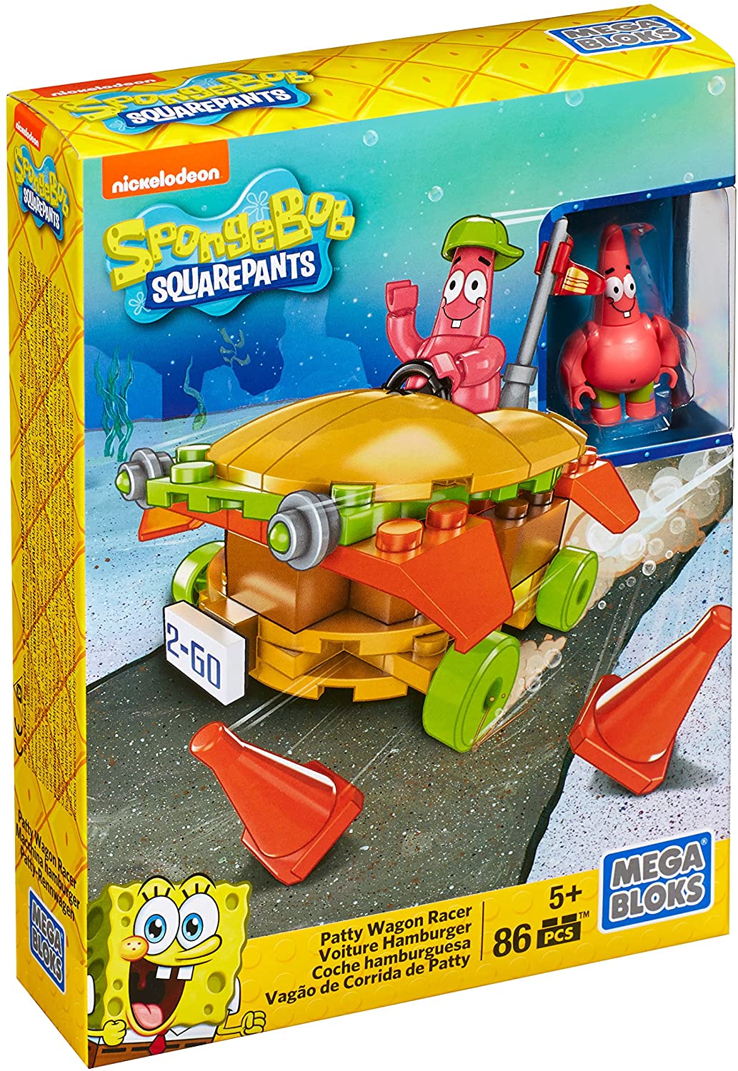 Mega Bloks Toy – SpongeBob SquarePants Patrick Patty Wagon Racer Figure ...