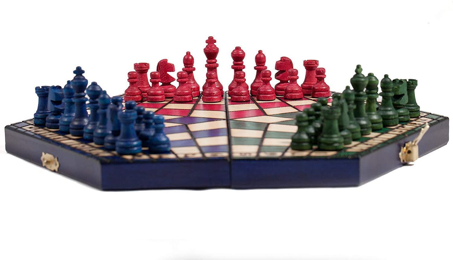3 Three Players Chess Set – SMALL – 3 colour – RULES INCLUDED – TopToy