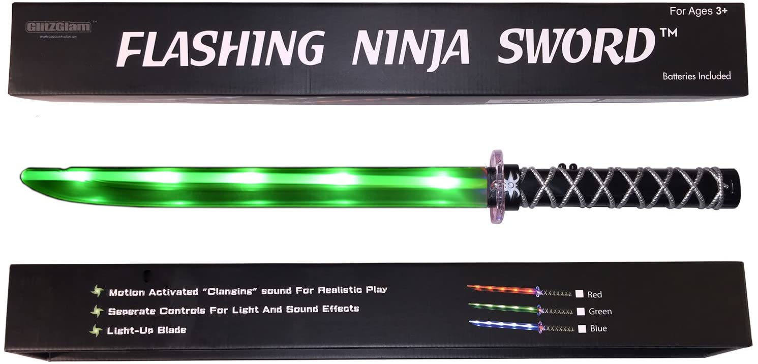 GlitZGlam Ninja Sword Toy Light-Up (LED) Deluxe with Motion Activated ...
