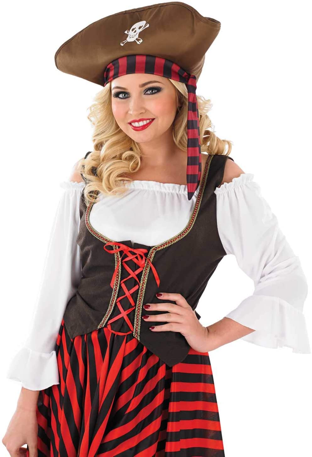 Womens Pirate Costume Striped Caribbean Pirates First Mate Dress – TopToy