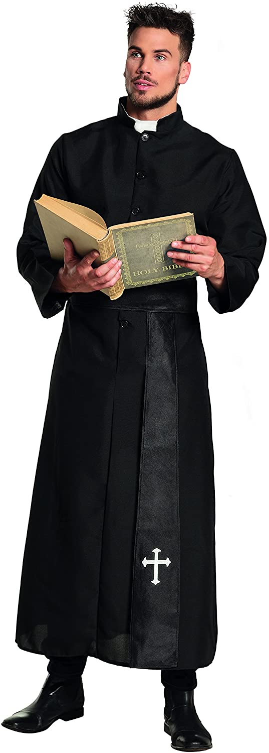 Holy Priest Mens Fancy Dress Religious Saints and Sinners Adult Costume ...