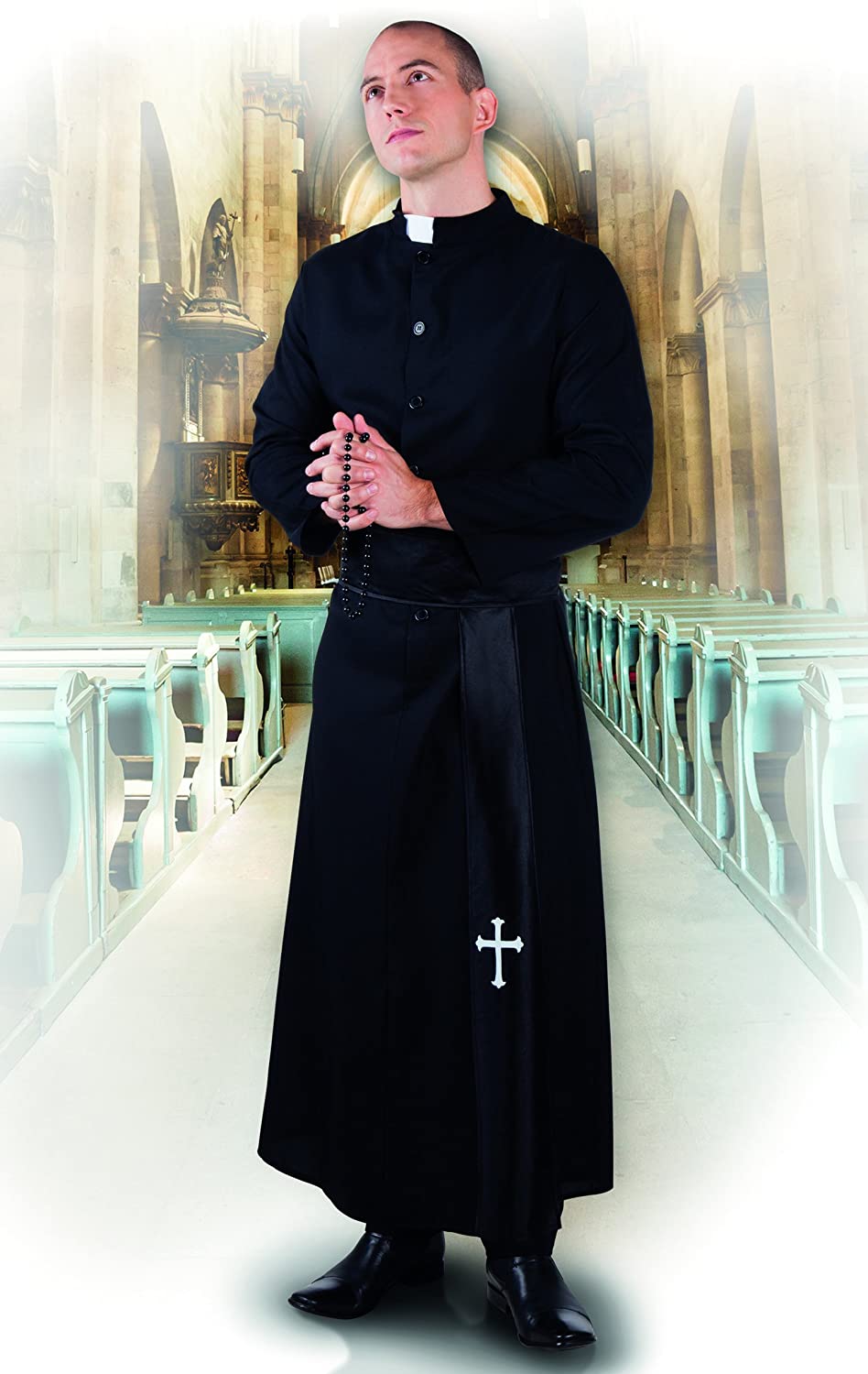 Holy Priest Mens Fancy Dress Religious Saints and Sinners Adult Costume ...