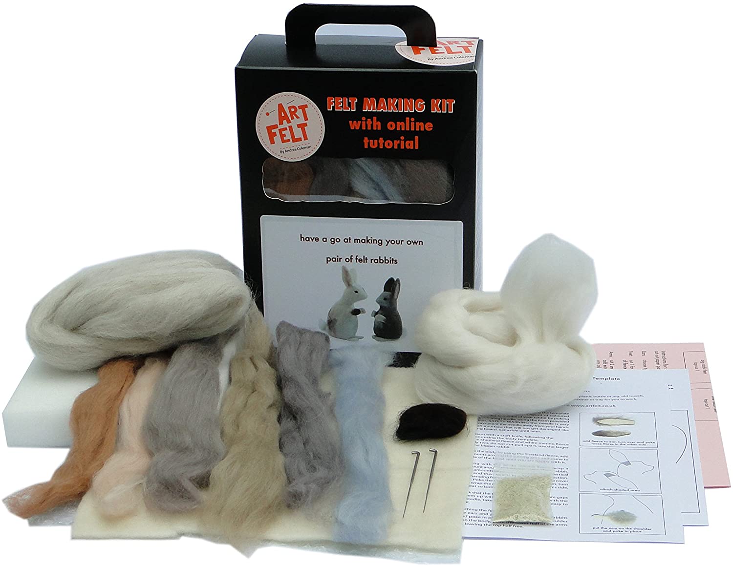 Artfelt needle felt rabbit kit family of 2 rabbits, a carefully ...