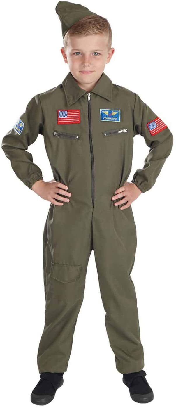 Fun Shack Boys Military Fighter Pilot Costume Kids Aviator Flightsuit ...