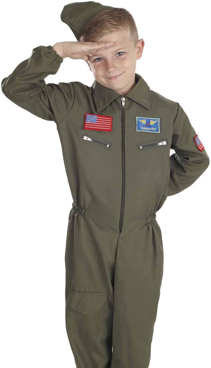 Fun Shack Boys Military Fighter Pilot Costume Kids Aviator Flightsuit ...